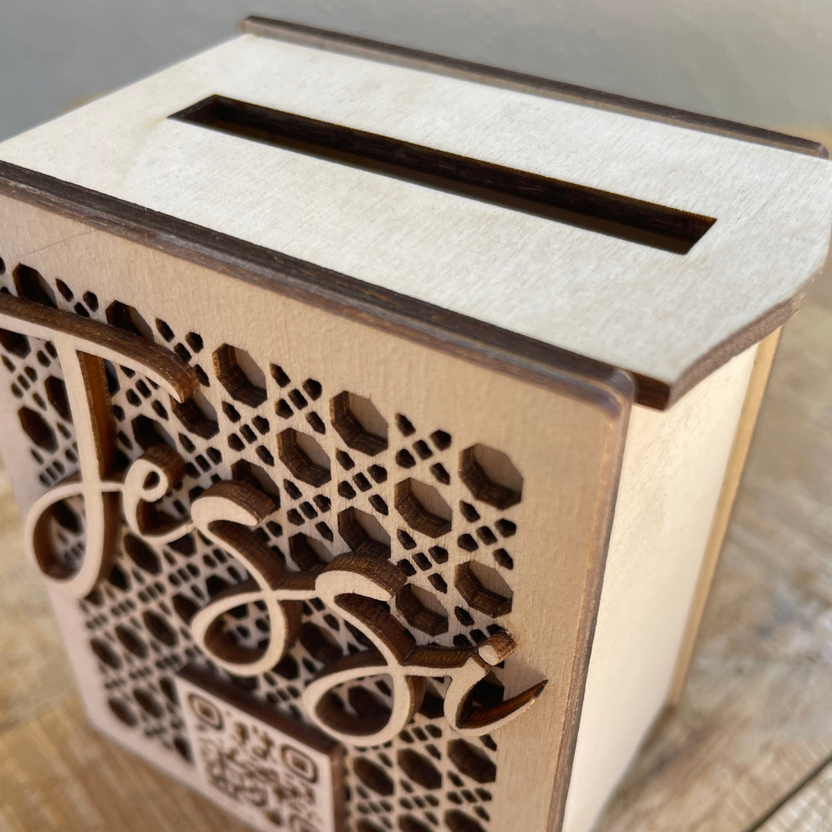 Personalized QR Code Digital and Cash Tip Box, Private Enclosed Box wi ...